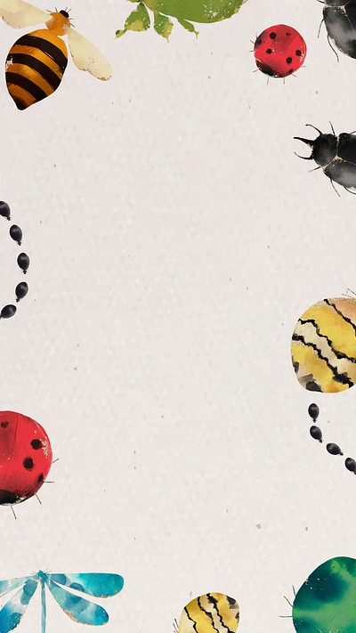 Insects watercolor border design beige | Premium Vector - rawpixel