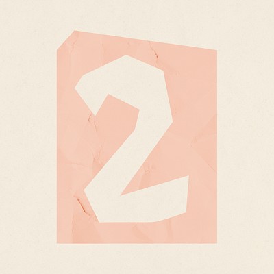 Number 2 font paper cut | Premium PSD - rawpixel