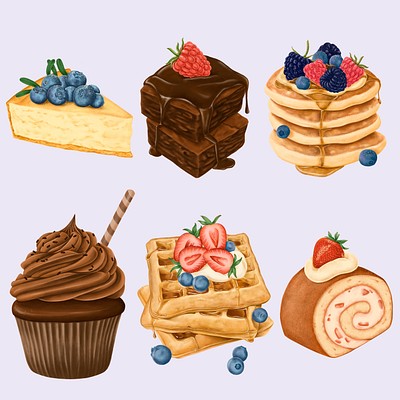 Hand drawn dessert collection transparent | Premium PNG - rawpixel