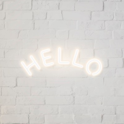 White hello neon sign vector | Premium Vector - rawpixel