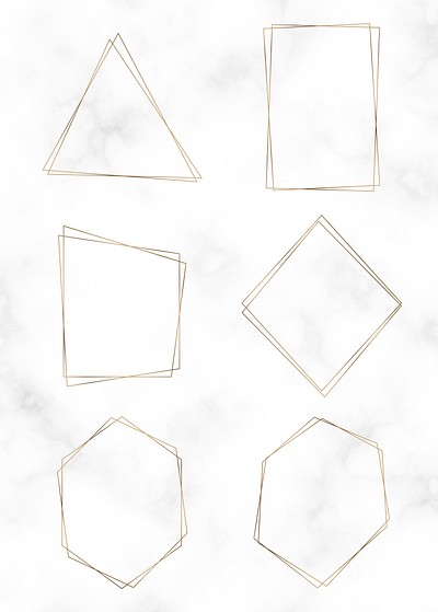 Golden polygon frame vector set | Premium Vector - rawpixel