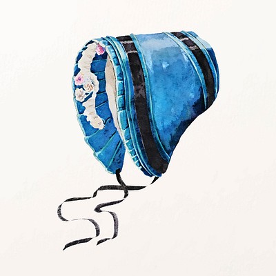 Watercolor blue bonnet illustration vector | Premium Vector ...