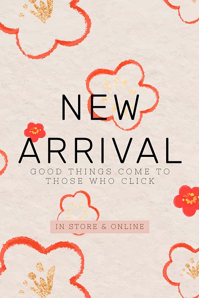 New arrival text floral background | Premium PSD Template - rawpixel