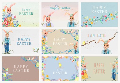 Editable Happy Easter templates psd | Premium PSD - rawpixel