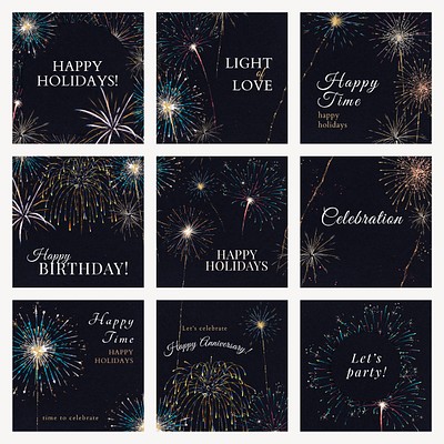 Shiny fireworks template psd social | Premium PSD - rawpixel