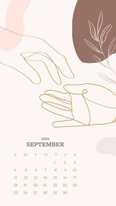 Botanical abstract September monthly calendar | Free PSD - rawpixel