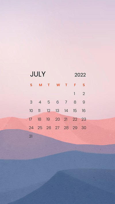 Mountain July monthly calendar iPhone | Premium PSD - rawpixel