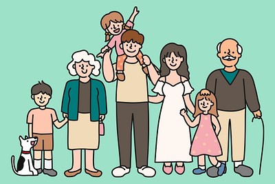 Big family png sticker, relatives | Premium PNG - rawpixel