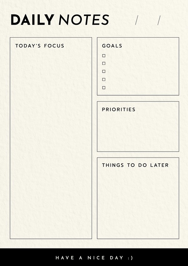 Daily notes template | Premium Editable Template - rawpixel