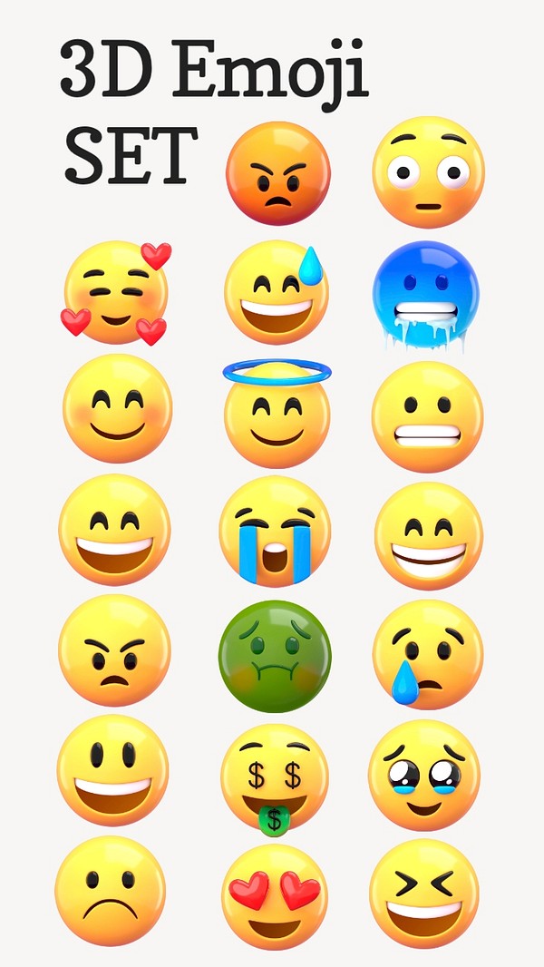 3D emoticon, editable remix set | Premium Editable Design - rawpixel