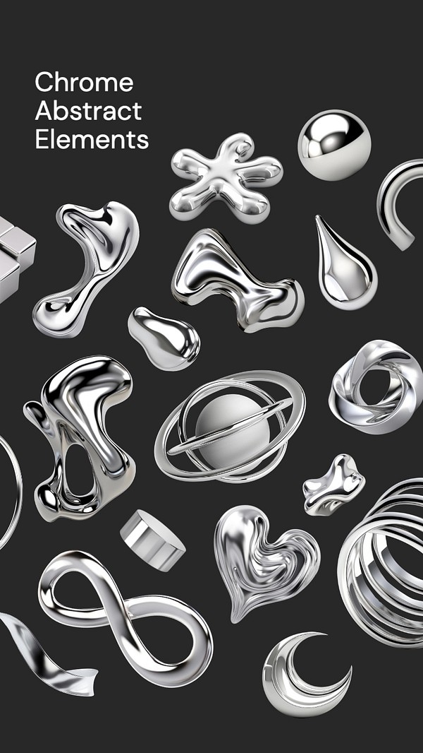 3D chrome abstract, editable design | Premium Editable Design - rawpixel