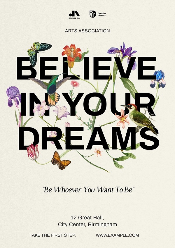 Dream quote poster template, editable | Premium Editable Template ...