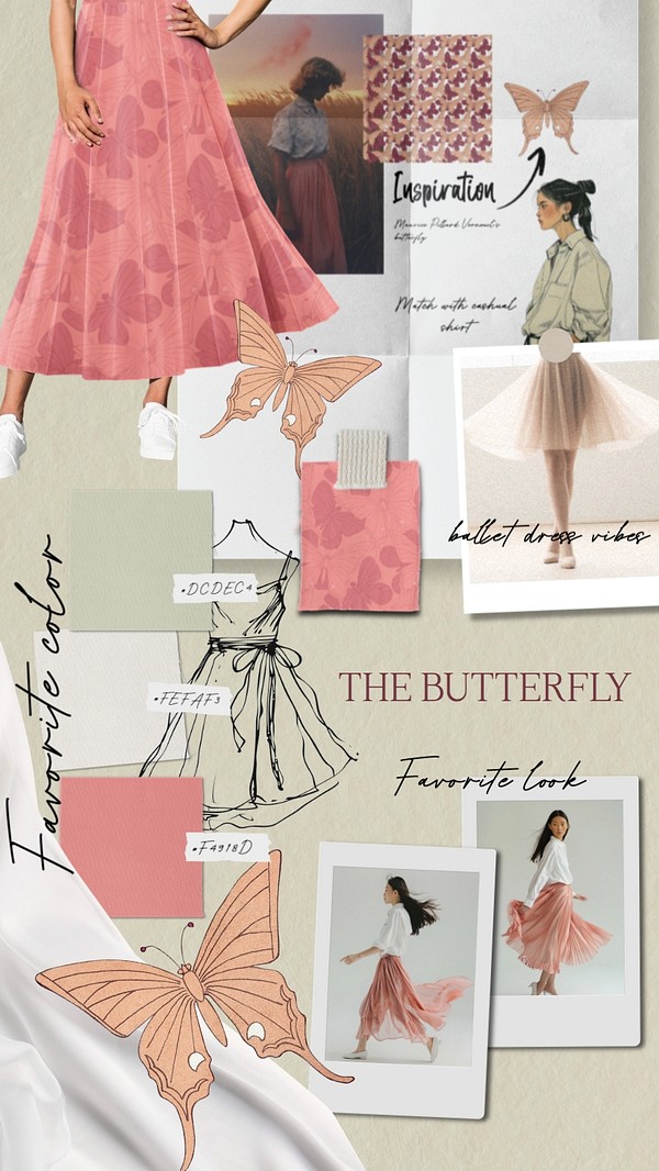 Butterfly fashion mood board mockup | Premium Moodboard Maker - rawpixel