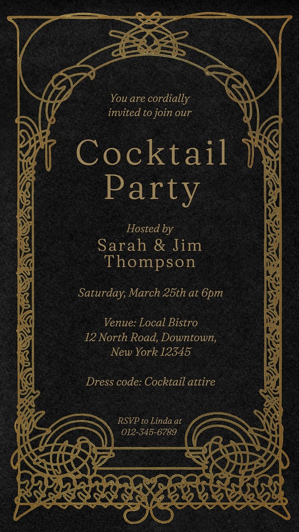 Cocktail party invitation Instagram story | Premium Editable Template ...