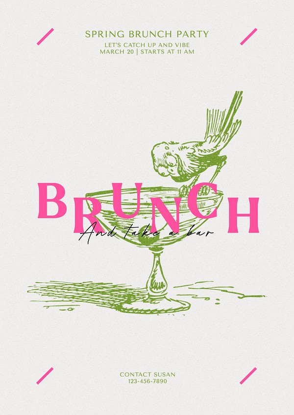Spring brunch party poster template, | Premium Editable Template - rawpixel