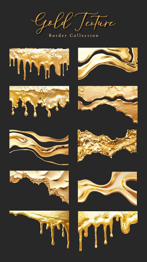 Melting gold border set, editable | Premium Editable Design - rawpixel