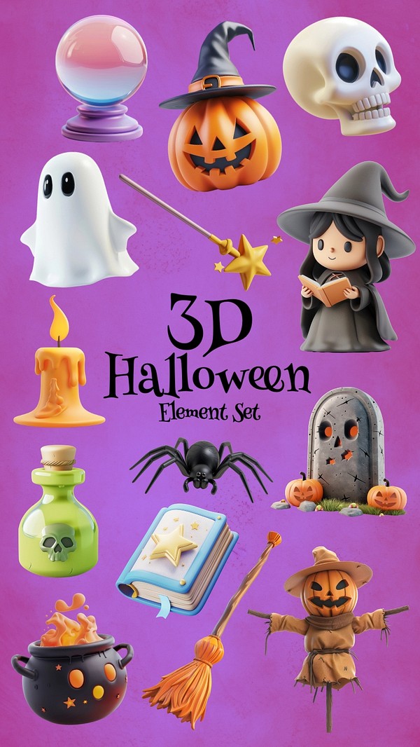 Editable Cute 3D halloween design | Premium Editable Design - rawpixel