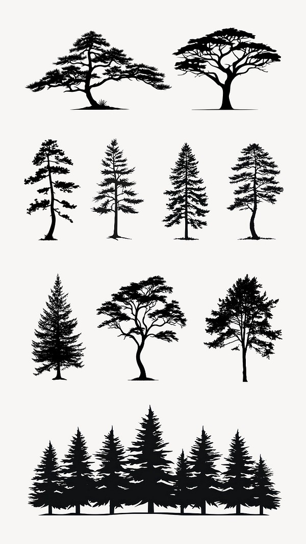 Editable tree silhouette design element | Premium Editable Design ...