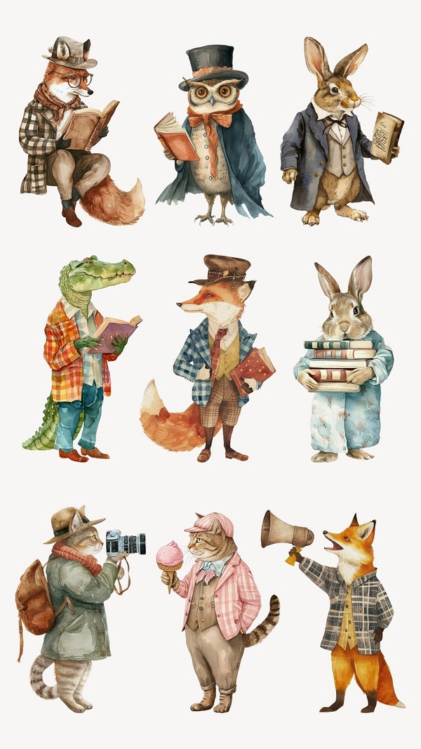 Editable vintage animal character design | Premium Editable Design ...