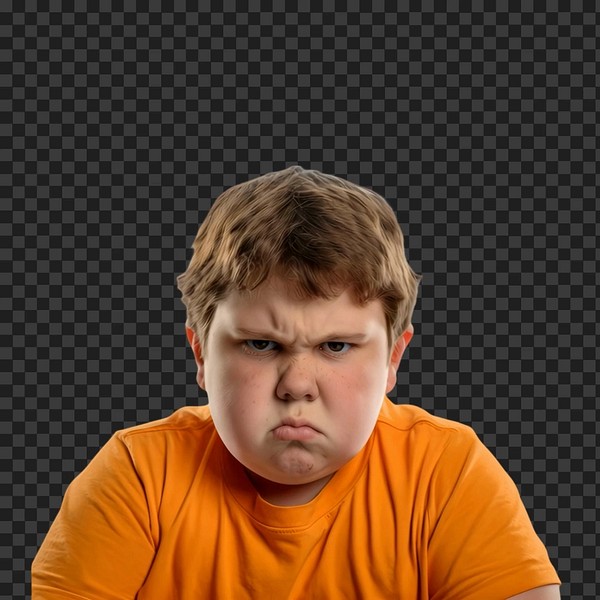 Grumpy child wearing orange shirt | Premium Transparent Video - rawpixel