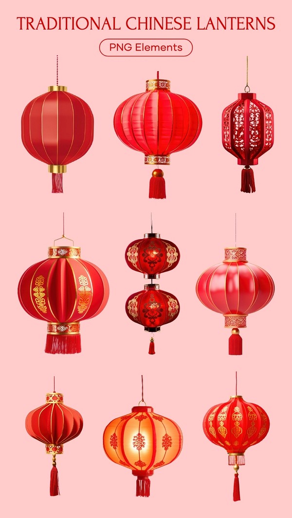 Chinese lantern, editable element set | Premium Editable Design - rawpixel