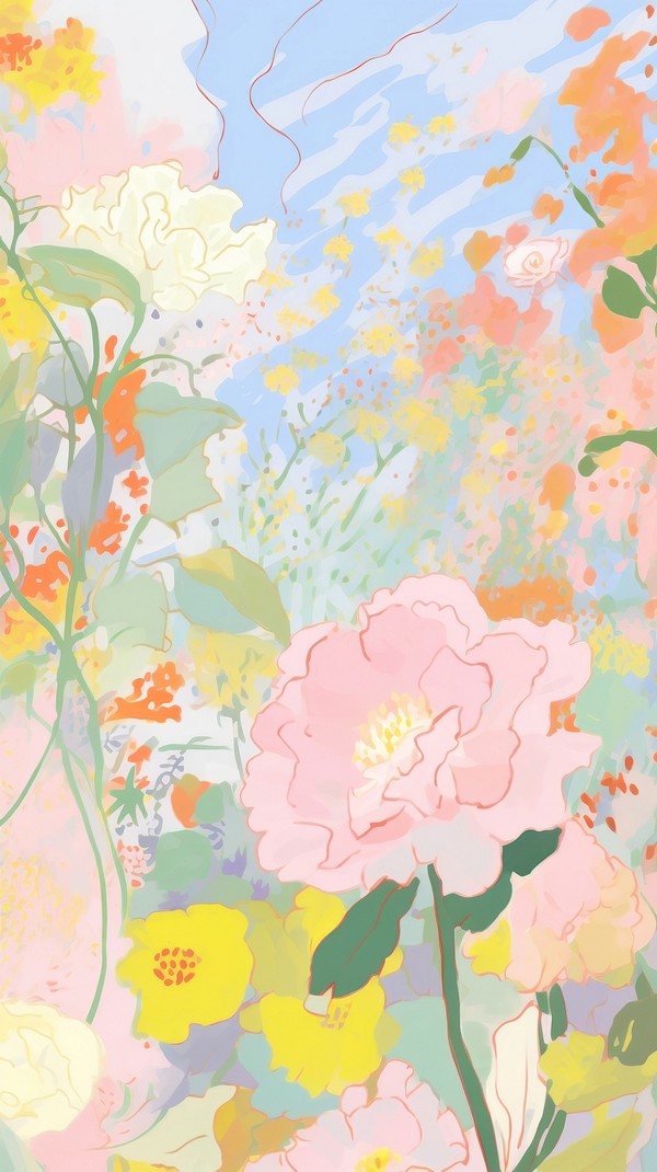 Japan anime flowers art painting | Free Photo Illustration - rawpixel