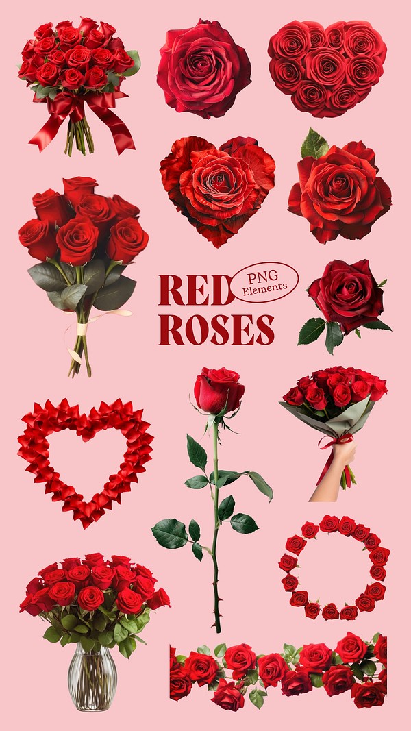 Red rose element set | Free Photo - rawpixel