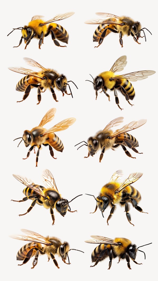 Bee insect design element set | Free Photo - rawpixel