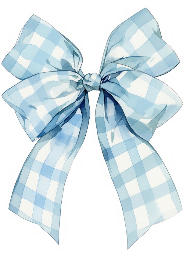 Blue checkered ribbon bow | Free Photo Illustration - rawpixel