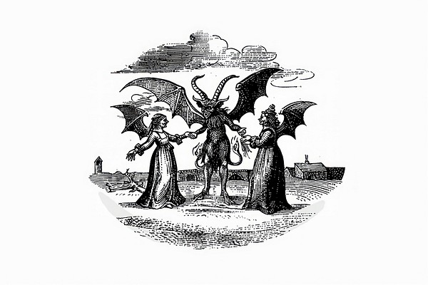 Vintage demonic illustration with witches | Premium Photo Illustration ...