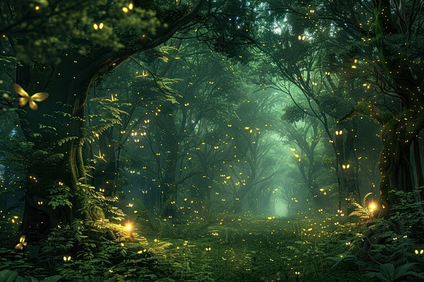 Mythical forest fireflies firefly fantasy | Free Photo Illustration ...
