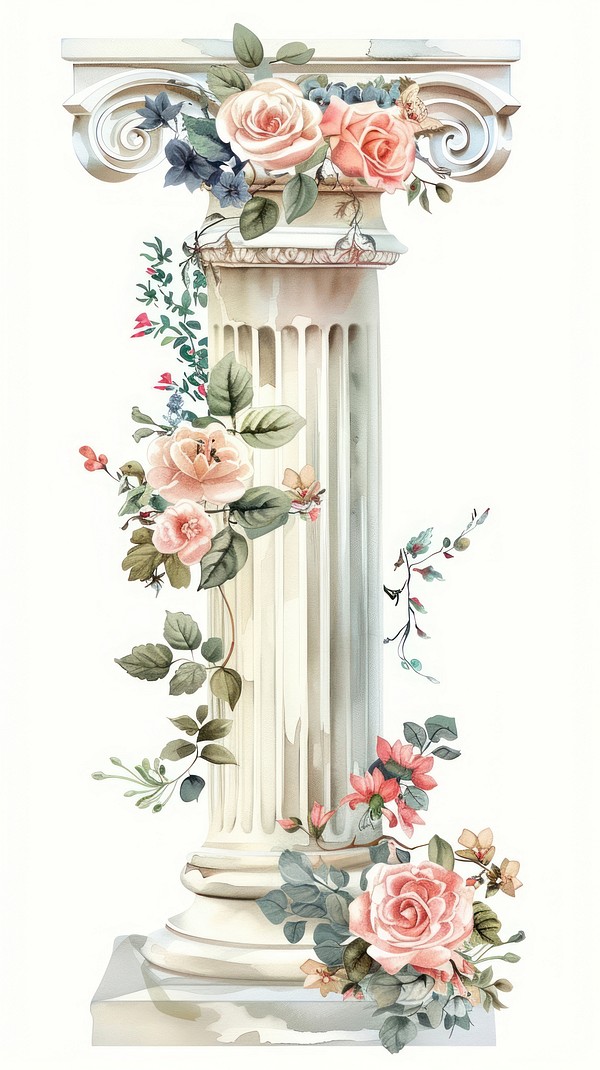 Elegant floral column illustration | Free Photo Illustration - rawpixel