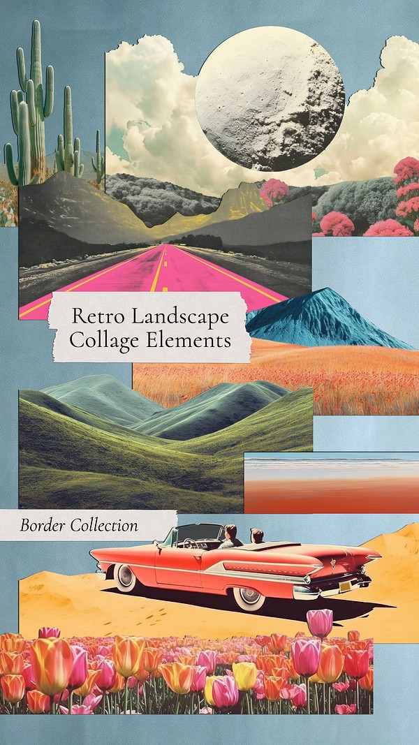 Retro landscape collage design element | Free Photo - rawpixel