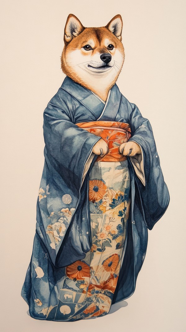 Shiba costumes wearing kimono clothing | Free Photo Illustration - rawpixel