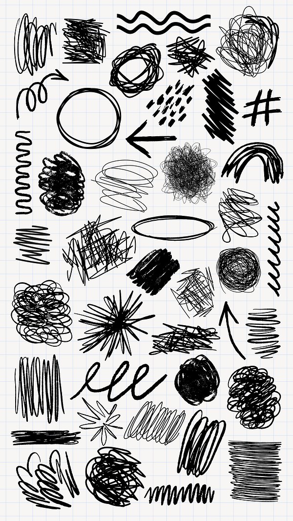 collection black ink scribble art | Free Vector - rawpixel
