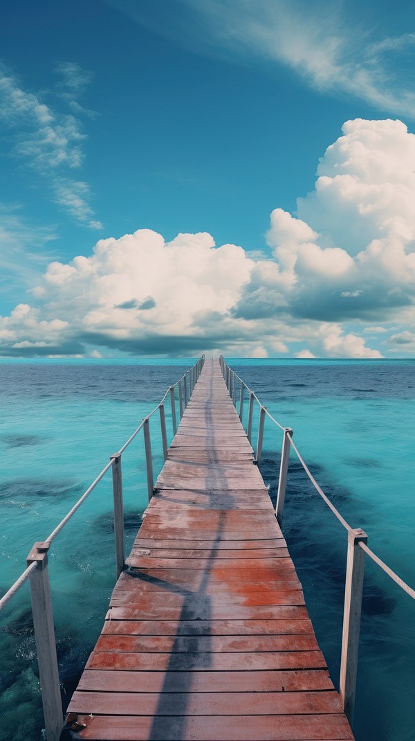 Beach sea floating bridge outdoors | Free Photo - rawpixel