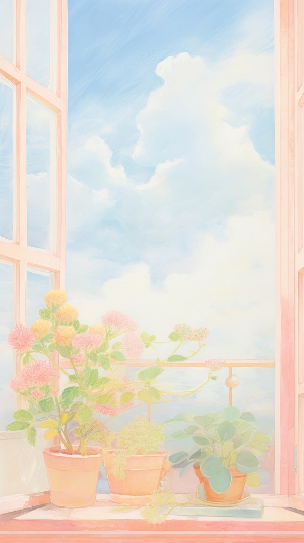 Window landscape view windowsill painting | Free Photo Illustration ...