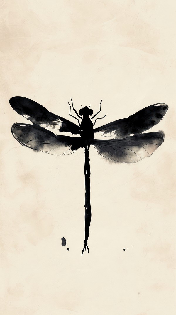 Ink painting minimal dragonfly insect | Premium Photo Illustration ...