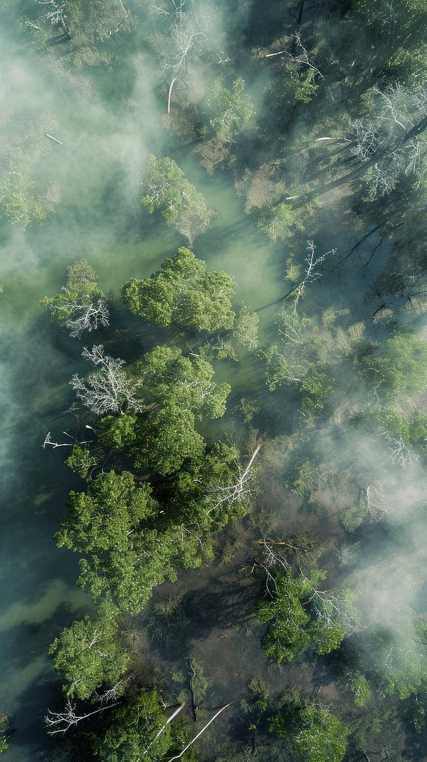 Aerial top view swamp fog | Free Photo - rawpixel