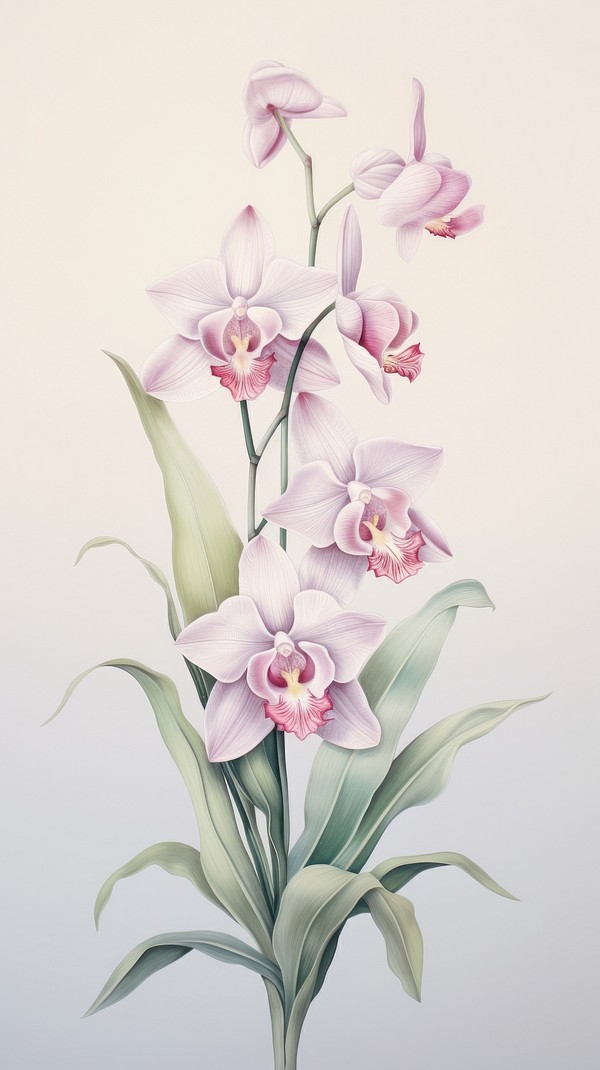 Wallpaper orchid drawing flower sketch | Free Photo Illustration - rawpixel