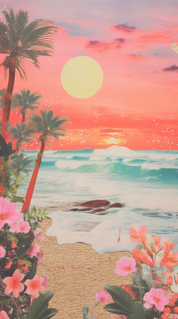 Beach sunset craft collage art | Premium Photo Illustration - rawpixel