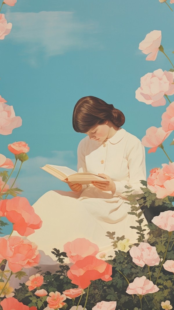 Art painting reading flower. | Free Photo Illustration - rawpixel