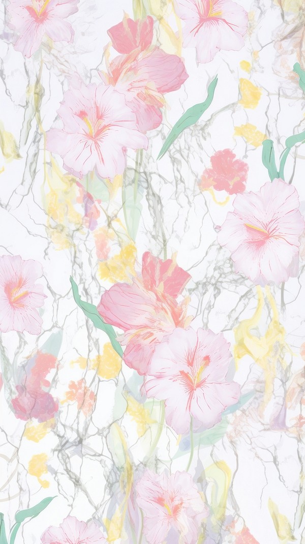 Flower pattern marble wallpaper backgrounds | Free Photo Illustration ...