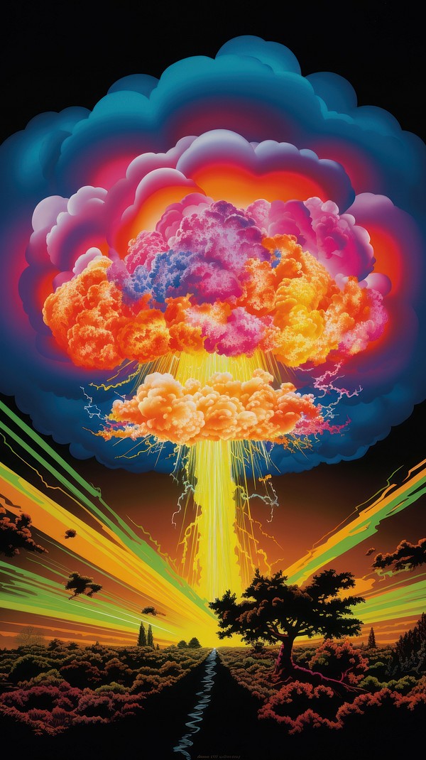 Atomic Bomb outdoors landscape explosion. | Premium Photo Illustration ...