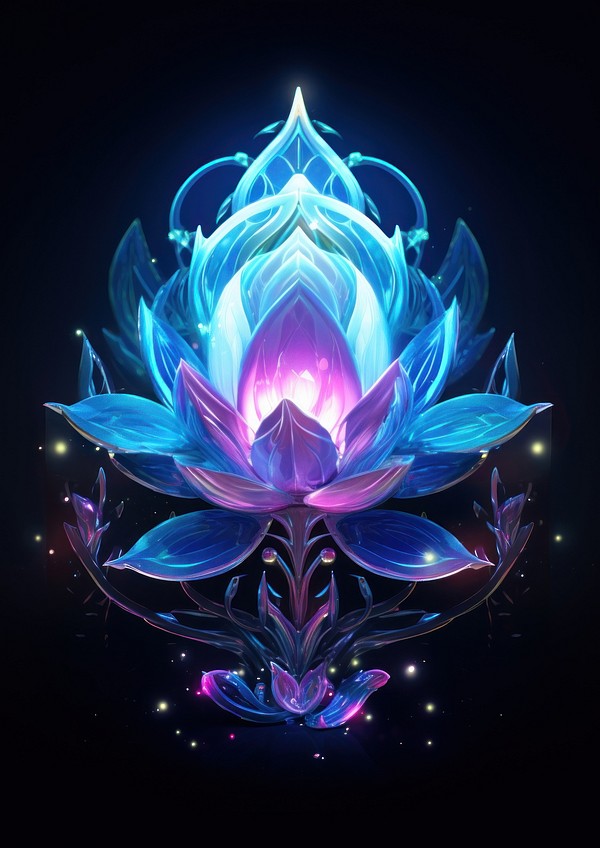 Neon lotus pattern purple flower. | Premium Photo Illustration - rawpixel