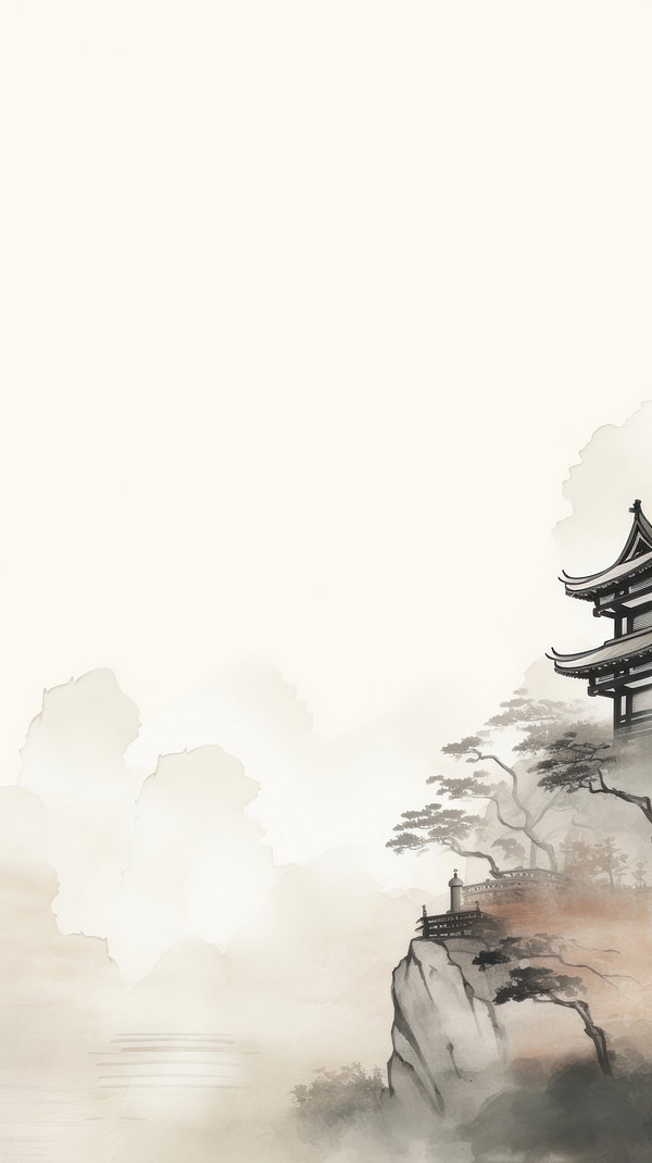 Chinese temple wallpaper backgrounds drawing | Free Photo Illustration ...