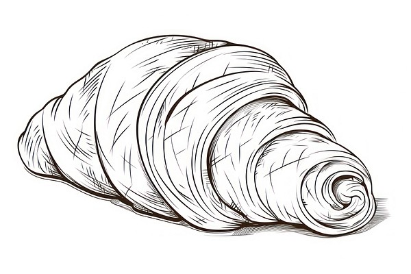 Croissant outline sketch drawing viennoiserie | Free Photo Illustration ...