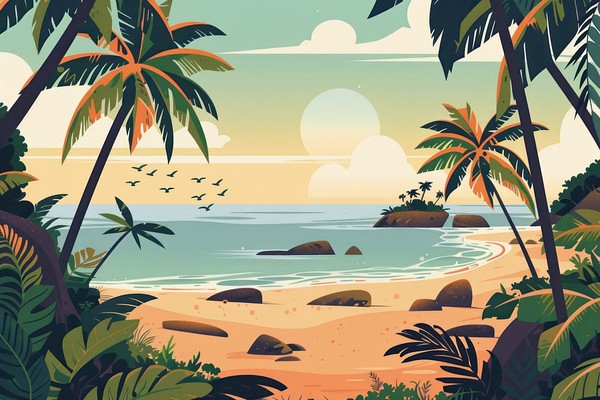 Beach illustration landscape nature coast. | Free Photo Illustration ...