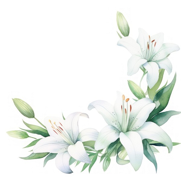 Lily frame watercolor blossom flower | Free Photo Illustration - rawpixel