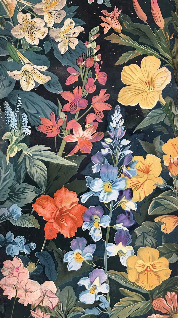 Spring flowers postcard painting graphics | Free Photo Illustration ...